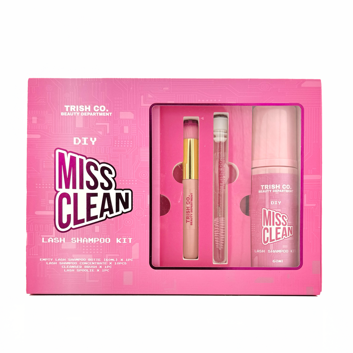 Miss Clean Lash Shampoo DIY Kit – 10 Concentrates + Bottle & Brushes ...