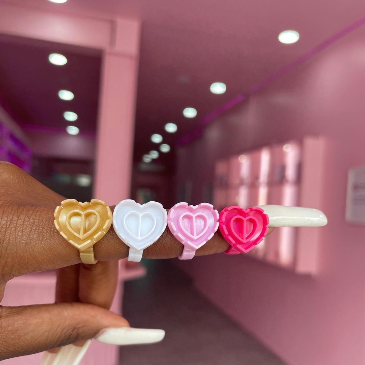 Heart Glue Rings – 100 Pack Lash Adhesive Holders in 6 Colors | Trish ...